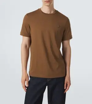 Moncler Leather-trimmed Cotton Jersey T-shirt