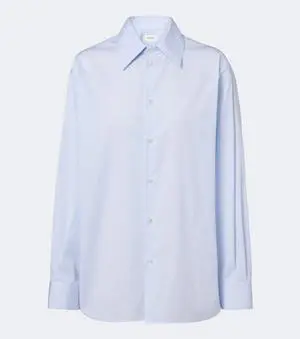 Saint Laurent Cassandre Pinstripe Cotton Shirt - Blue