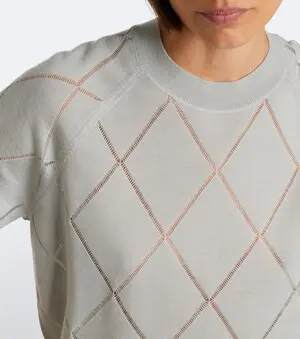 Dries Van Noten Argyle Merino Wool Sweater - Grey