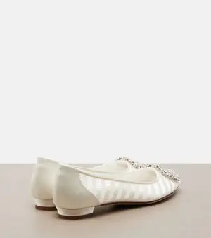 Manolo Blahnik Hangisi Embellished Organza Ballet Flats