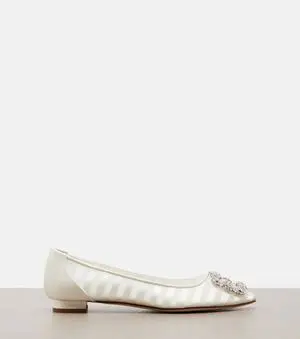 Manolo Blahnik Hangisi Embellished Organza Ballet Flats