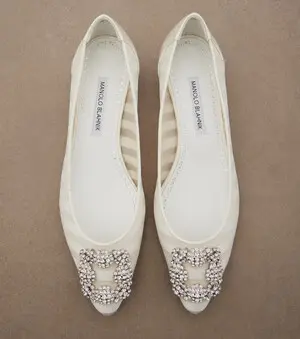 Manolo Blahnik Hangisi Embellished Organza Ballet Flats