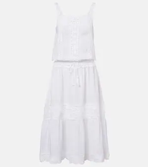Anna Kosturova Manor Crochet Cotton Midi Dress - White