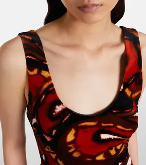 Dries Van Noten Printed Cotton-blend Velvet Maxi Dress - Red