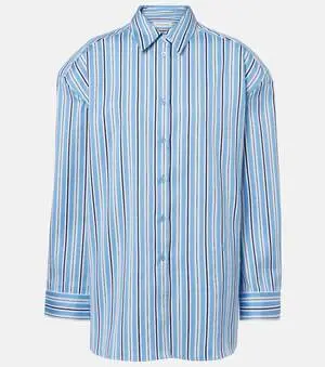 THE FRANKIE SHOP Oana Striped Cotton-blend Shirt - Blue