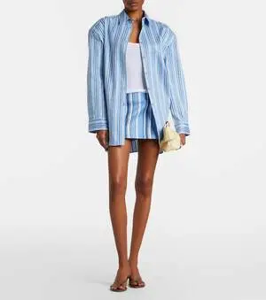 THE FRANKIE SHOP Oana Striped Cotton-blend Shirt - Blue