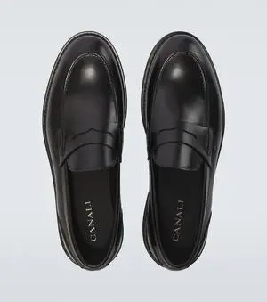 Canali Leather Penny Loafers