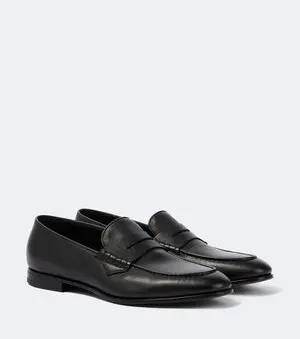 Canali Leather Penny Loafers - Black