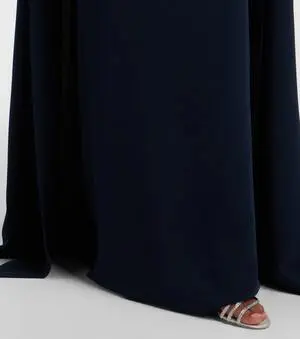Oscar De La Renta Embellished Cape Silk-blend Gown