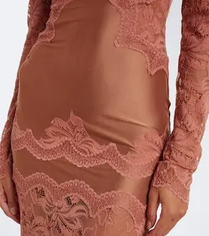Rabanne Lace And Satin Maxi Dress - Pink