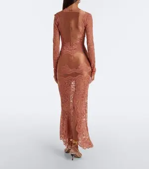 Rabanne Lace And Satin Maxi Dress - Pink