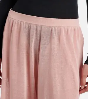 Alaïa Semi-sheer Linen And Silk Wide-leg Pants