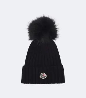 Moncler Virgin Wool Beanie - Black