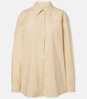 TOTEME Oversized Cotton Poplin Shirt - Beige