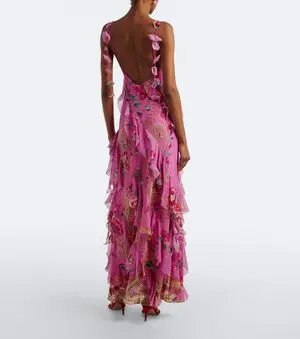 Camilla Floral Ruffled Silk Maxi Dress