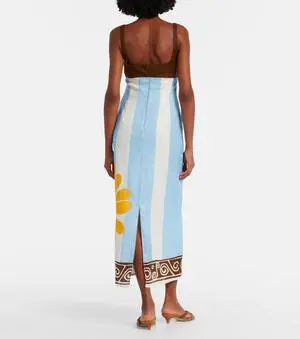 CALA DE LA CRUZ Nara Cutout Striped Linen Midi Dress - Multicoloured