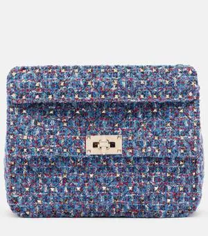 Valentino Garavani Rockstud Spike Medium Tweed Top-handle Bag
