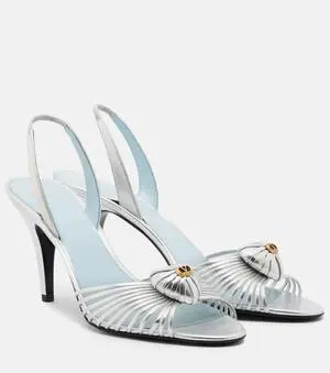 Valentino Garavani Metallic Leather Slingback Sandals - Silver