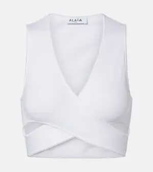Alaïa Ribbed-knit Jersey Crop Top - White
