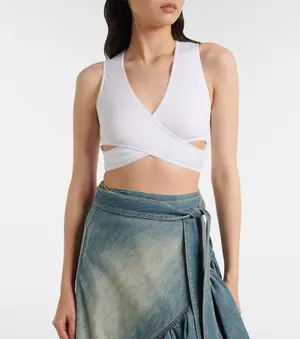 Alaïa Ribbed-knit Jersey Crop Top - White