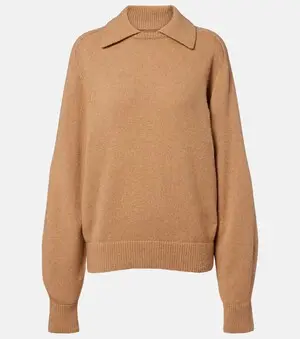 Khaite Jackson Wool And Cashmere Polo Sweater - Beige