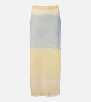 SIR. Printed Mesh Maxi Skirt - Blue
