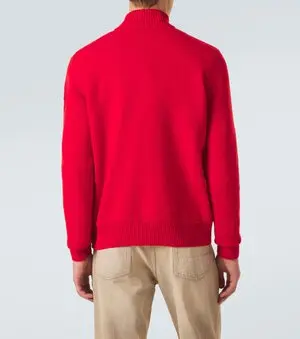 Moncler Wool And Cashmere Half-zip Sweater - Red