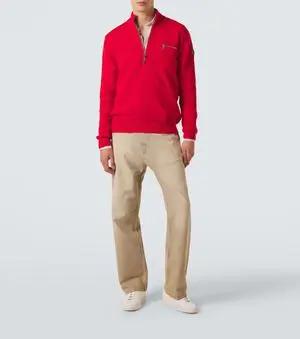Moncler Wool And Cashmere Half-zip Sweater - Red