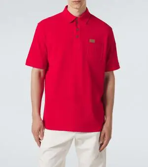 Moncler Leather-trimmed Cotton Pique Polo Shirt