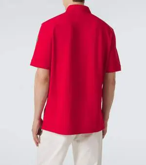Moncler Leather-trimmed Cotton Pique Polo Shirt