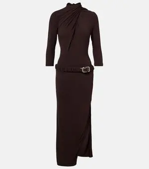Attico Draped Open-back Jersey Midi Dress - Brown