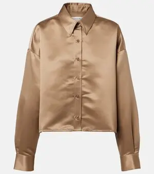THE FRANKIE SHOP Arlen Satin Shirt - Beige