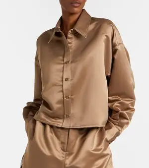 THE FRANKIE SHOP Arlen Satin Shirt - Beige