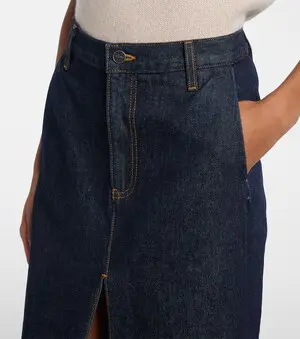 Khaite Denim Midi Skirt With Slit