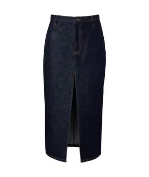 Khaite Denim Midi Skirt With Slit - Blue