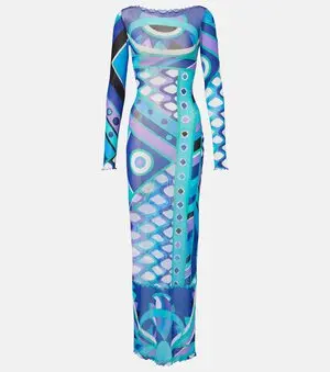 Emilio Pucci Vivara Ruffled Tulle Maxi Dress - Multicoloured