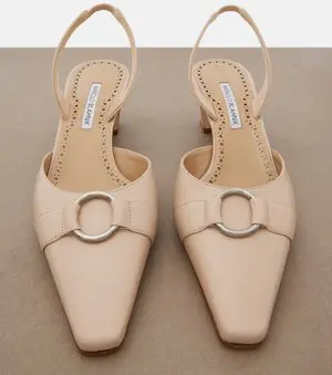 Manolo Blahnik Trixa Leather Slingback Pumps