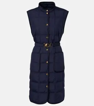Moncler Quilted Down Vest With Detachable Belt - Blue