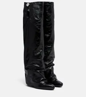 Attico Leon Patent Leather Knee-high Boots - Black