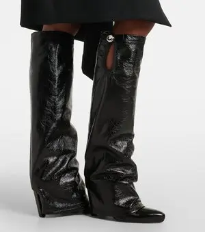 Attico Leon Patent Leather Knee-high Boots - Black