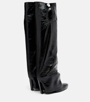Attico Leon Patent Leather Knee-high Boots - Black