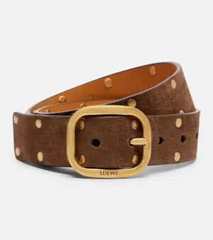 Loewe Studded Suede Belt - Brown