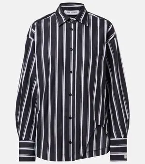 Attico Striped Cotton Poplin Shirt - Black
