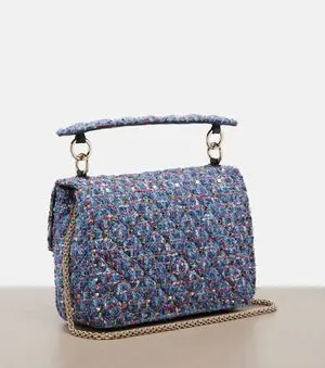 Valentino Garavani Rockstud Spike Medium Tweed Top-handle Bag