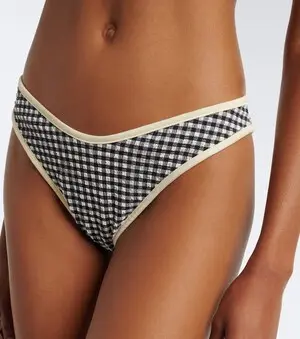 MONTCE Lulu Gingham Seersucker Bikini Bottoms - Black