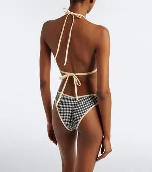MONTCE Lulu Gingham Seersucker Bikini Bottoms - Black