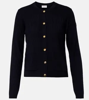Moncler Wool-blend Cardigan With Leather Details