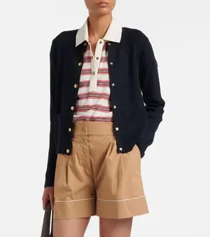 Moncler Wool-blend Cardigan With Leather Details