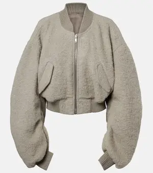 Rick Owens Alpaca And Wool-blend Bomber Jacket - Grey