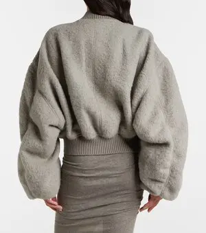 Rick Owens Alpaca And Wool-blend Bomber Jacket - Grey